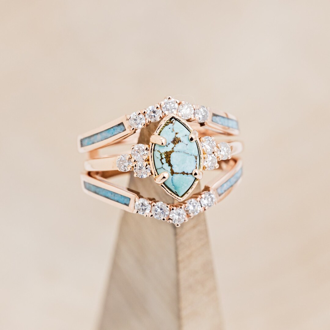 The "raya" - Marquise Cut Turquoise Engagement Ring With Turquoise ...