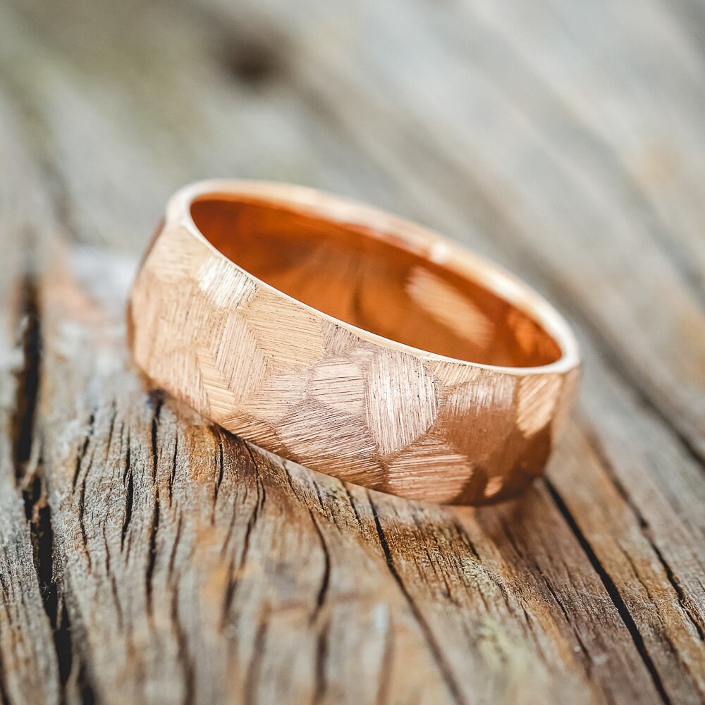 Faceted mens wedding band store