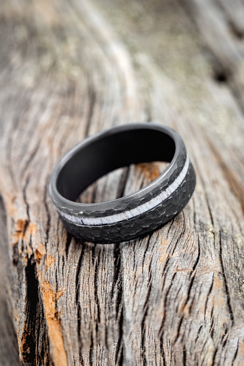 The vertigo Antler Wedding Ring With Hammered | Etsy