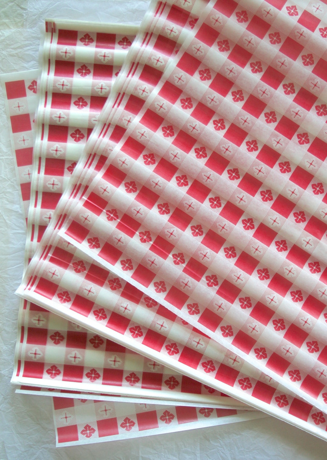 PICNIC Red GINGHAM, 20 Wax Paper Food Wrap Liners - Etsy