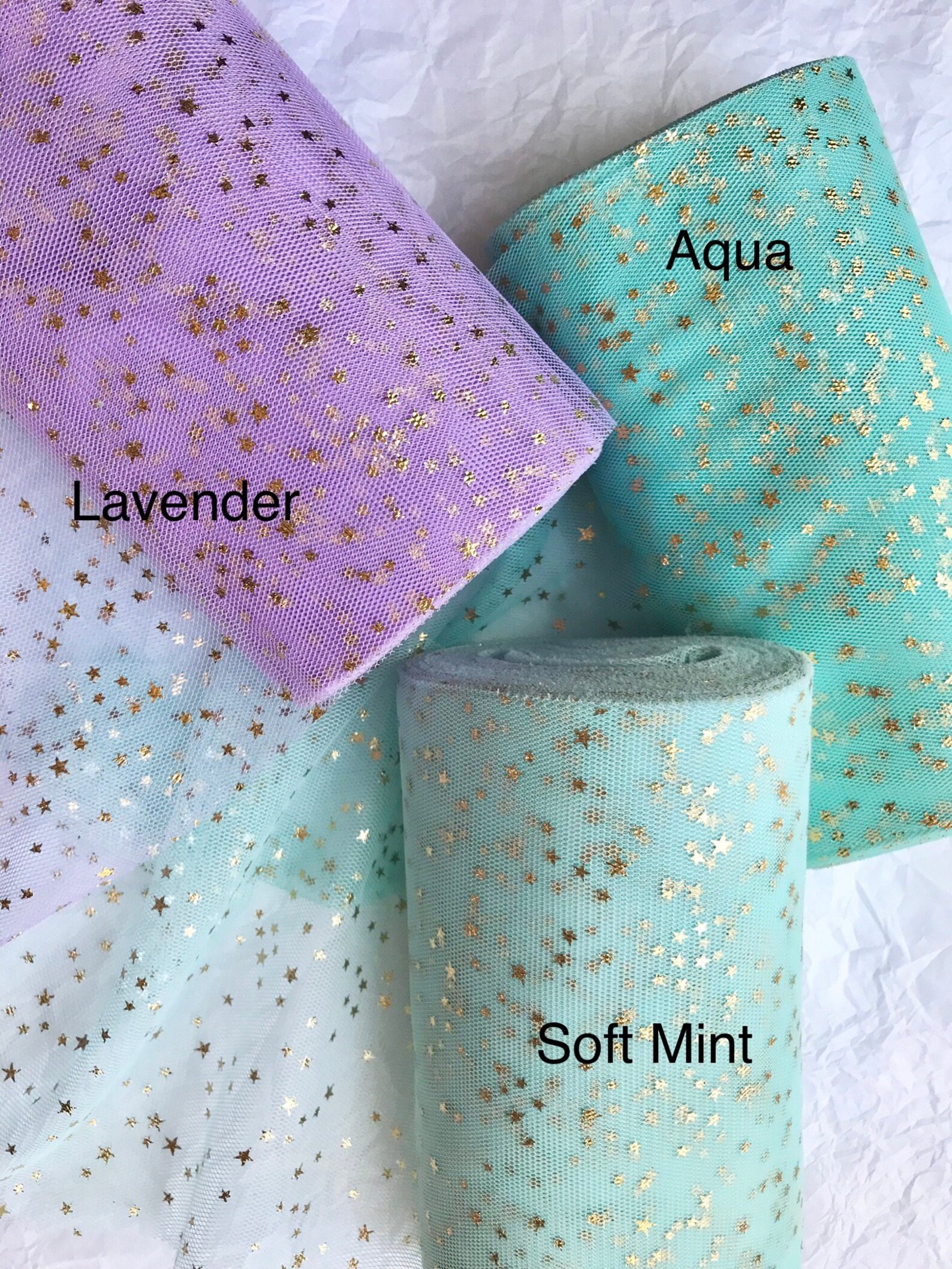 Baby Tulle GOLD STARS TULLE Mesh Ribbon Many Colors | Etsy