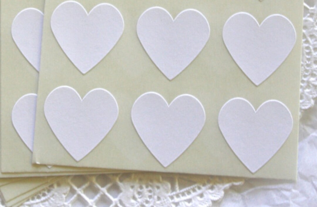 Large WHITE Heart Stickers, Sticker Seals, 6 COLORS - Etsy