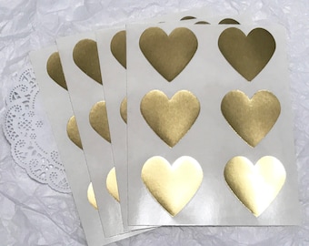 Gold Heart Stickers | Etsy