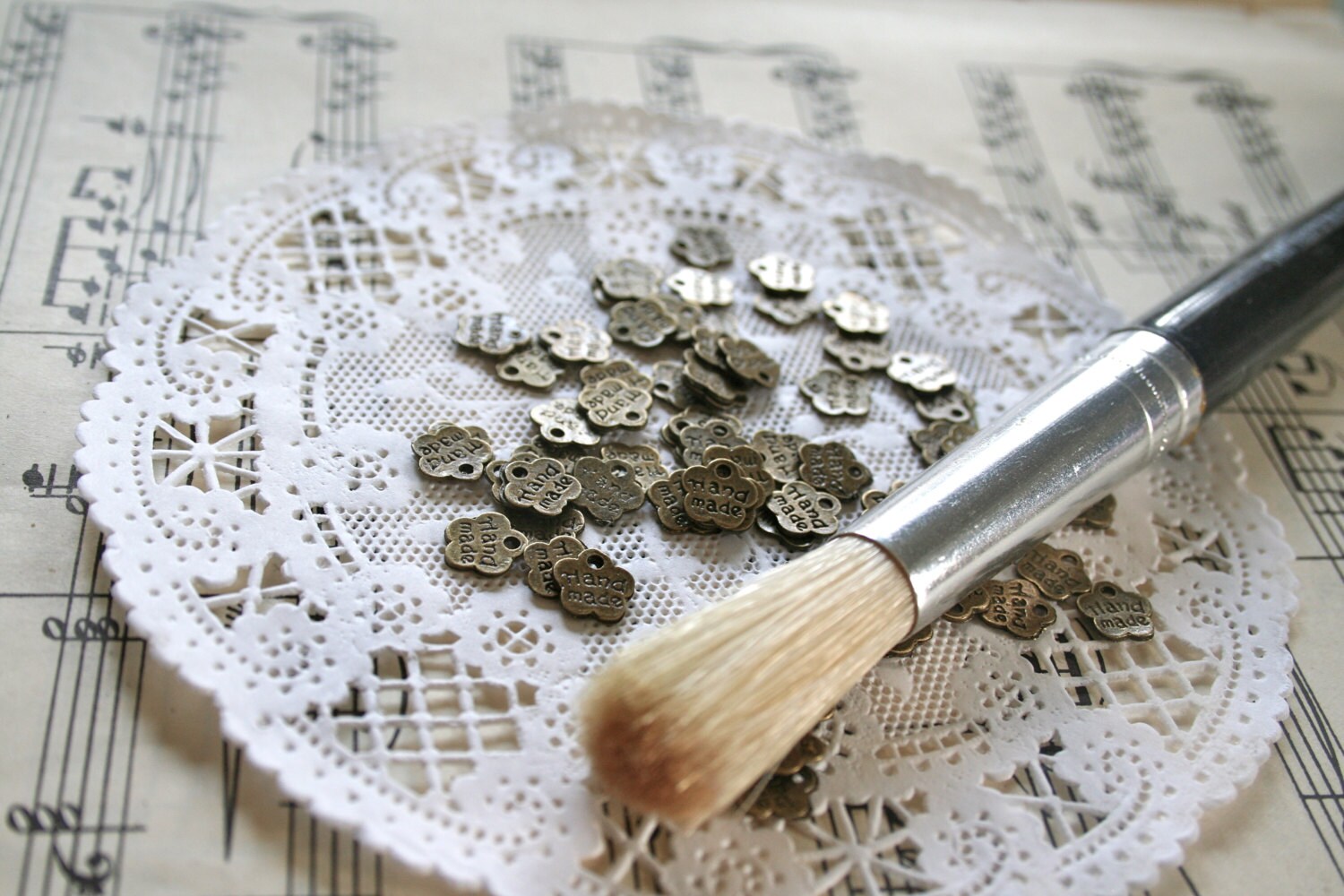 30 Tiny Handmade Charms Antique Bronze BLOOM | Etsy