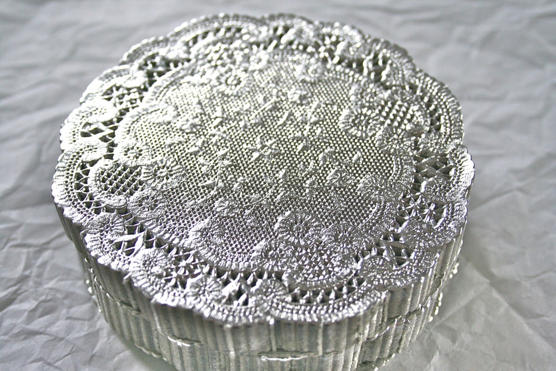 Metallic SILVER 4 Doilies French Lace Vintage Style - Etsy