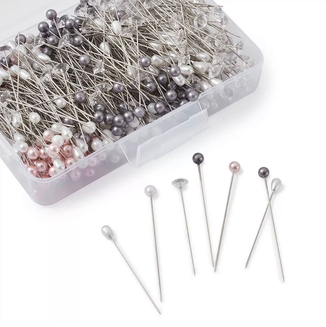 500 PINS Pearl and Crystal Diamond Head Pins, Corsage Pins ...