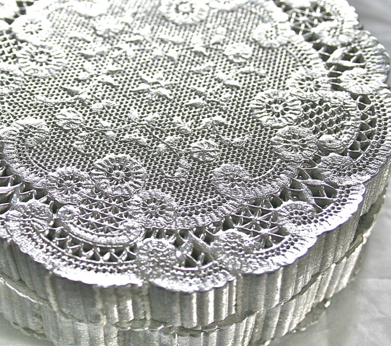 Metallic SILVER 4 Doilies French Lace Vintage Style - Etsy