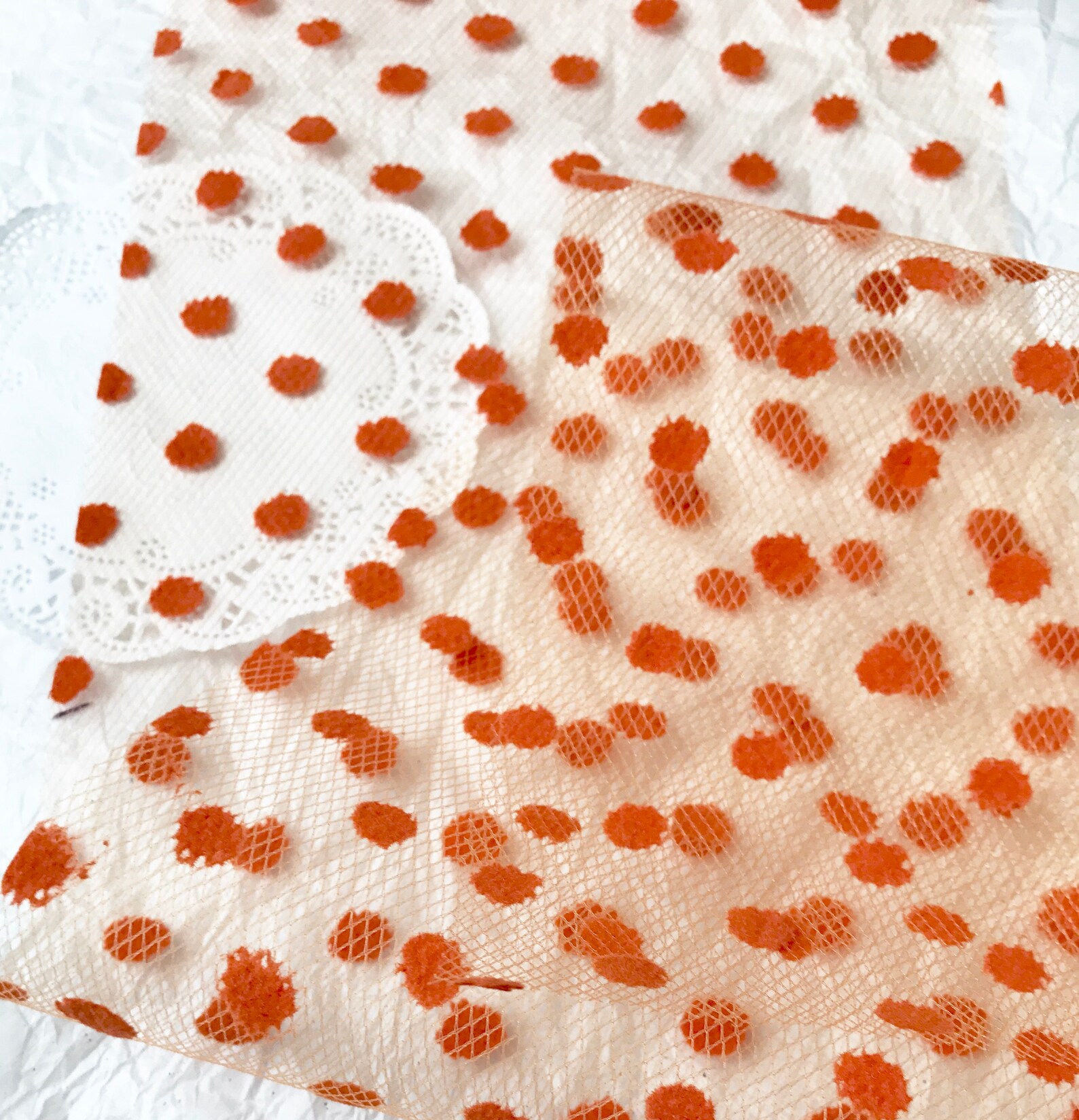 Orange Flocked POLKA Dot TULLE Mesh Ribbon - Etsy