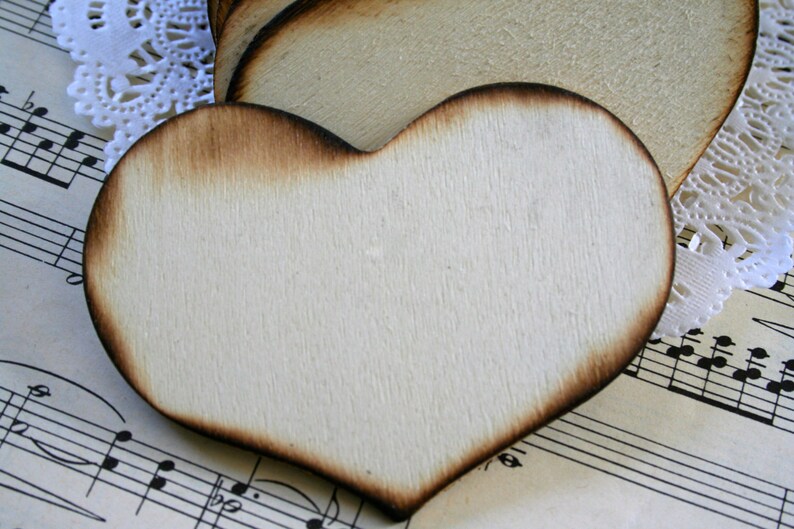 Large Rustic Wood Burned Hearts - Etsy