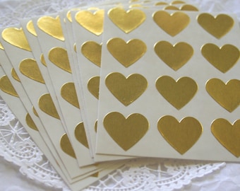 Gold Heart Stickers | Etsy