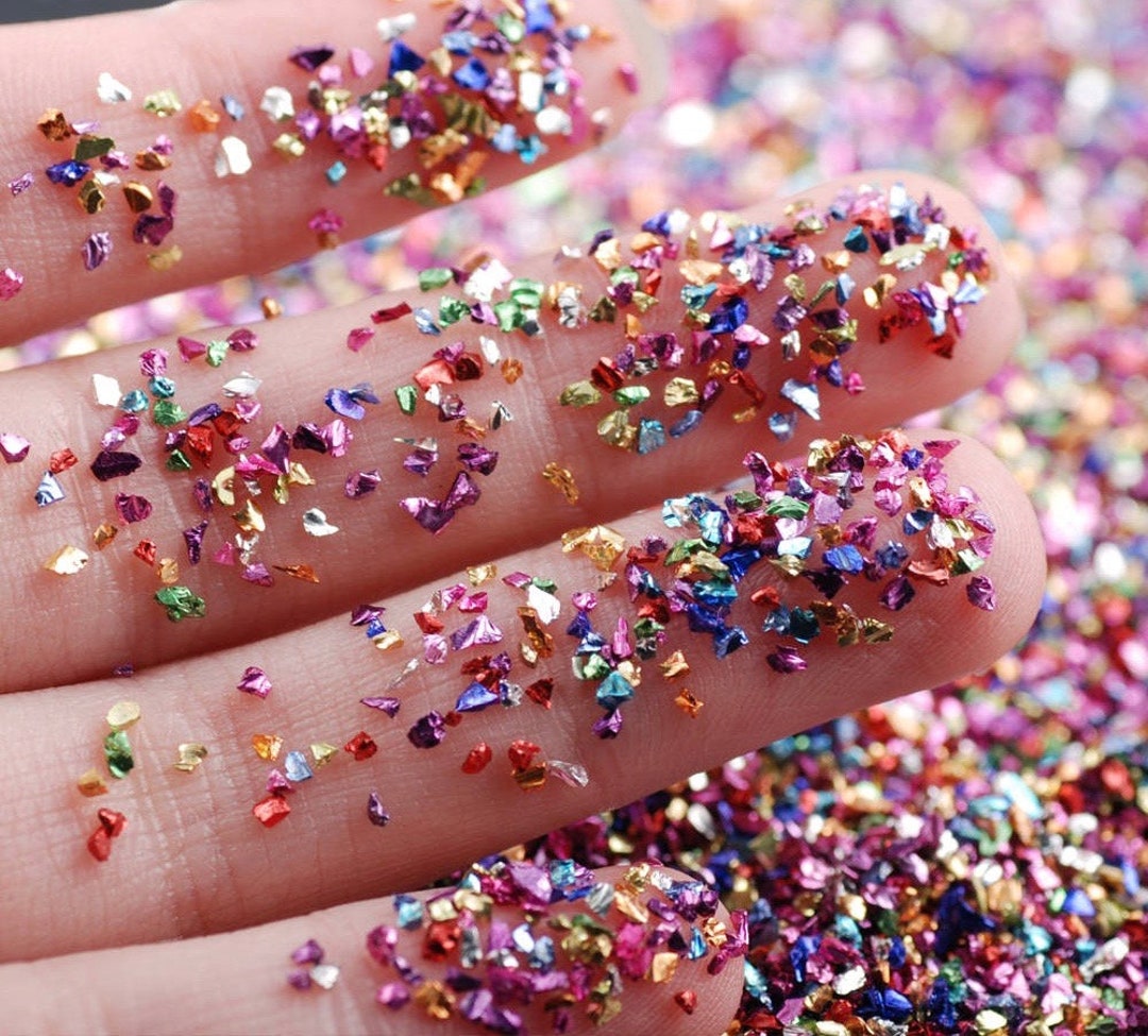 Glitter, Glass Glitter Rainbow Glitter, Metallic Crushed Glass, Resin ...