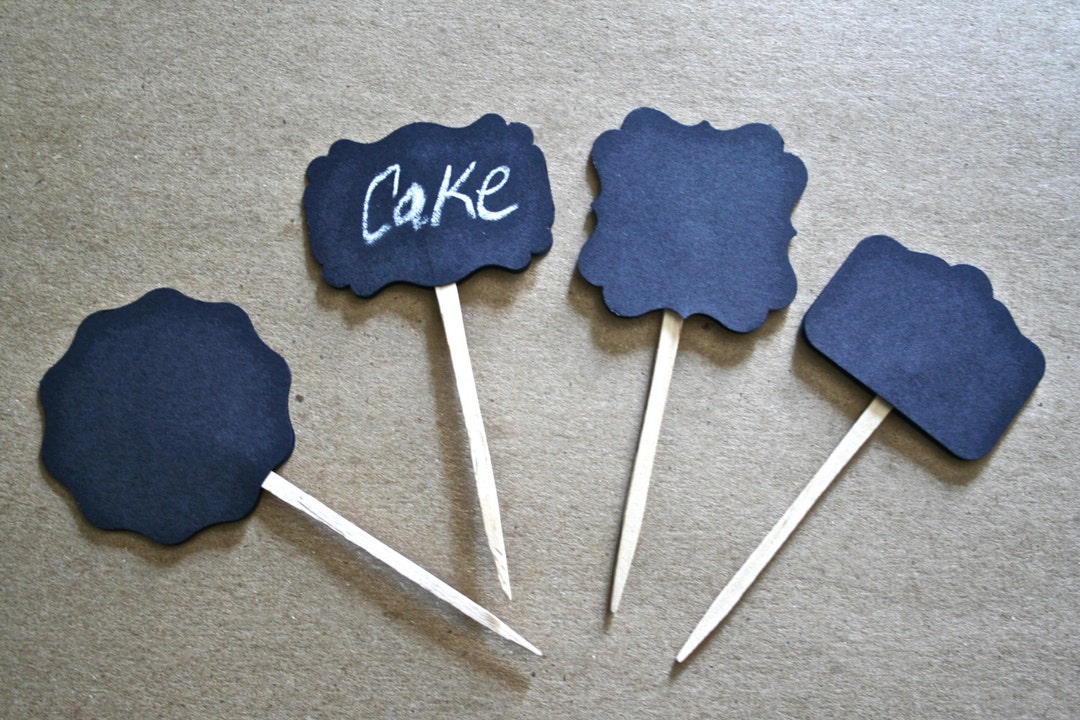 Paper Chalkboard Cupcake Toppers: Party Food Markers - Etsy