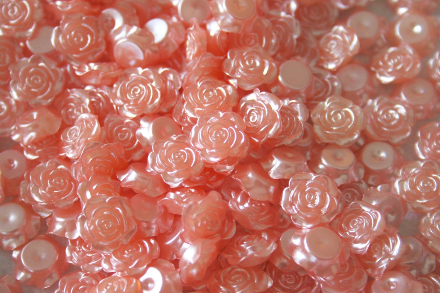 20 Tiny Roses, SOFT BLUSH CORAL Pearlescent Flatback Cabochons - Etsy