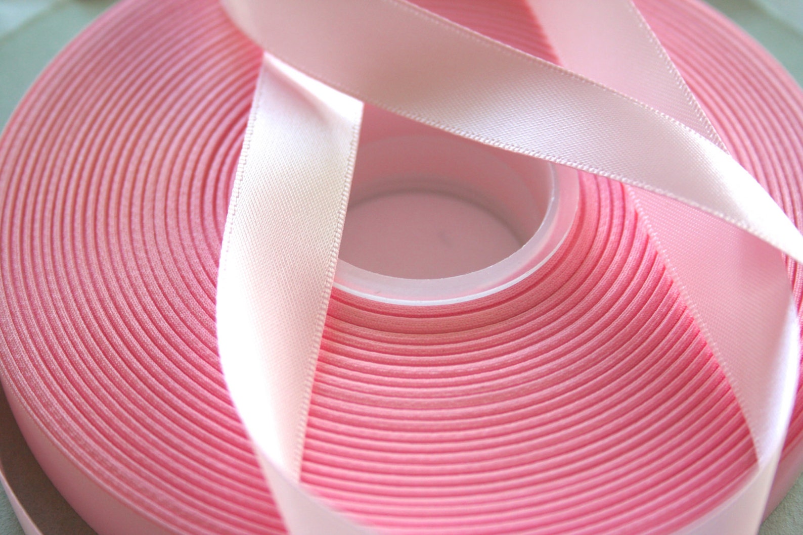 100 Yard Roll of Powder Pink Double Satin Ribbon - Etsy