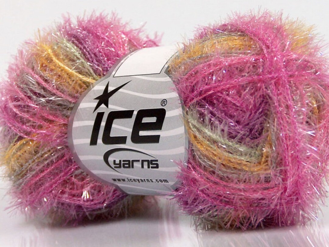 ICE Yarn, RETRO 70'S COLORS! Sparkle Eyelash Hand Knitting Yarn, Boho ...