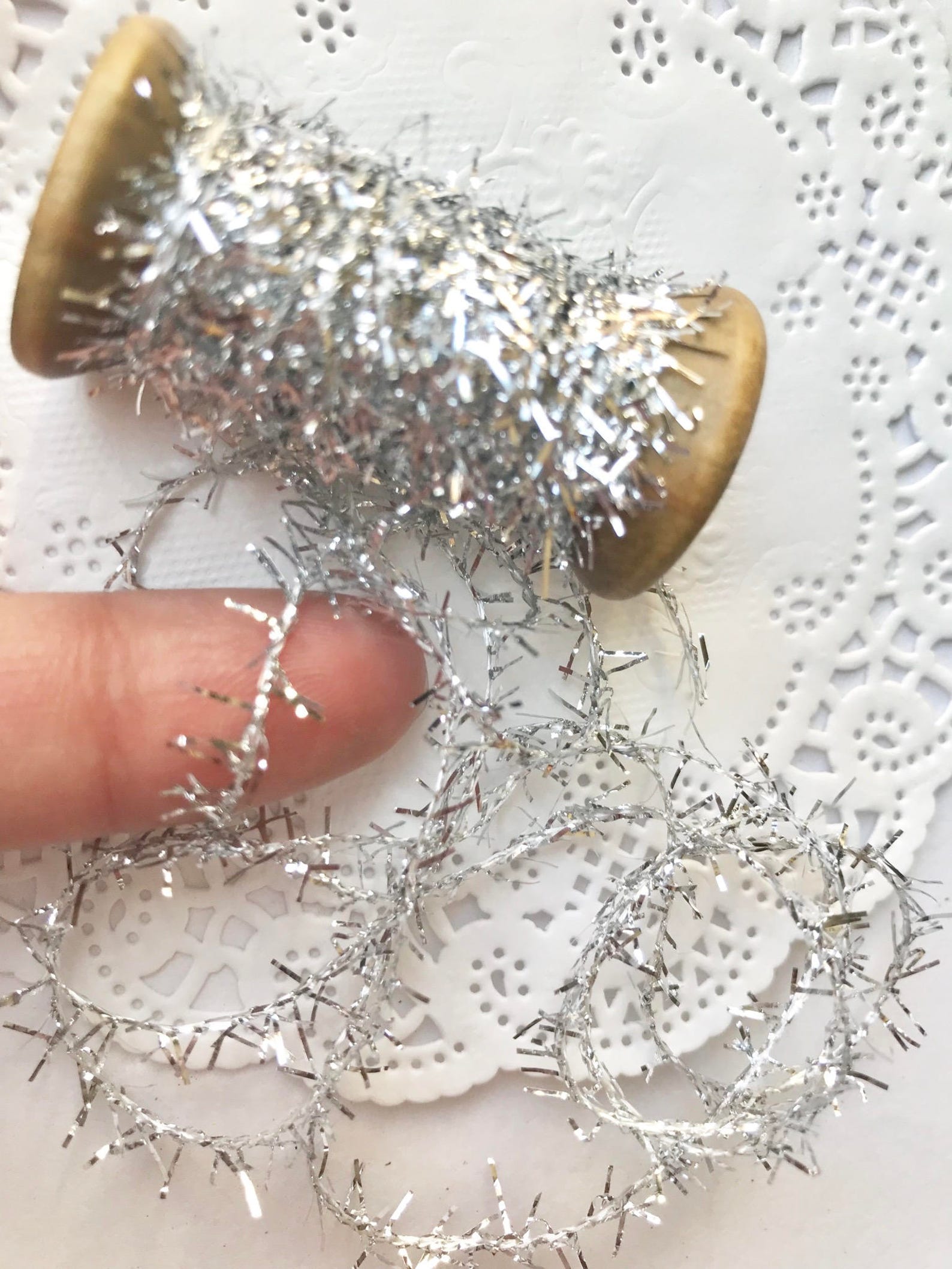 Tinsel Twine String Metallic GOLD SILVER WHITE Red | Etsy