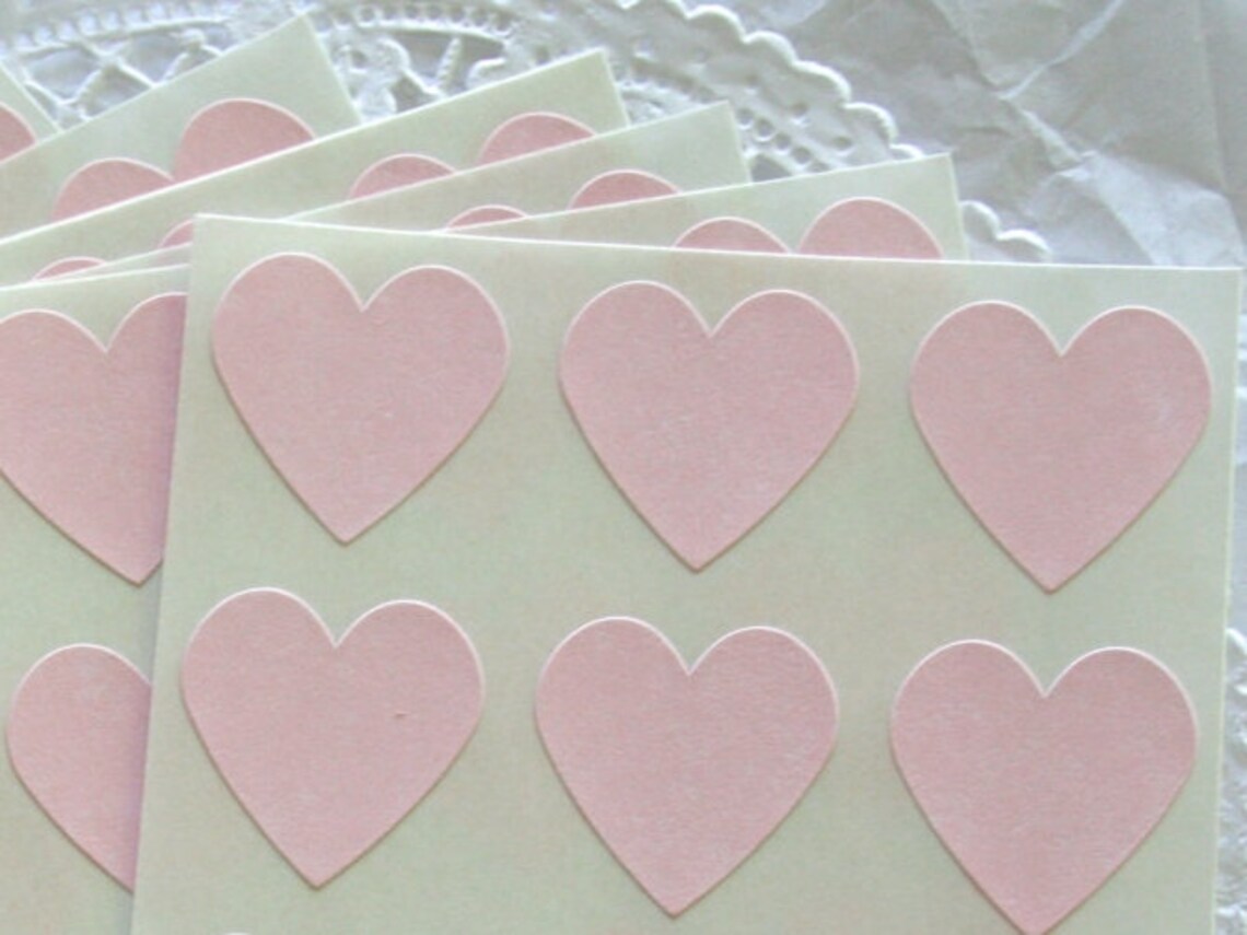 Large POWDER PINK Heart Stickers, Sticker Seals, 6 COLORS - Etsy