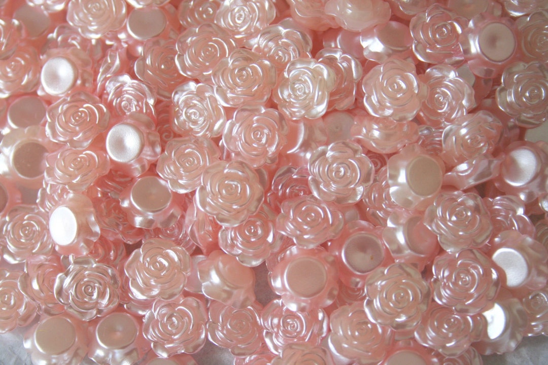 20 Tiny Roses Cabochons, BLUSH or SOFT CORAL Pearlescent Flatback - Etsy