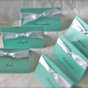 Robins Egg Blue Personalized Placecards, Escort Tags - Etsy