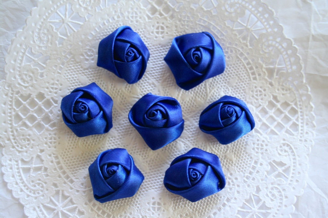 Satin Rose Rosettes, ROYAL BLUE, Rolled Roses - Etsy