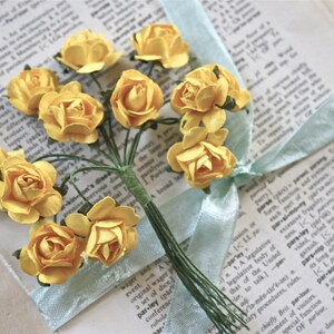 24 Yellow Paper Roses, Flowers, Sunny Yellow - Etsy