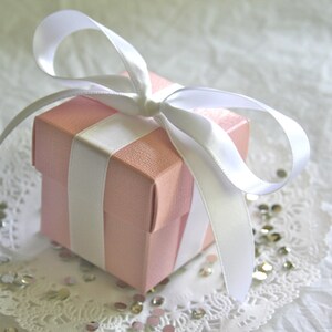 SOFT PINK Favor Boxes BULK With Luxury Satin Ribbon - Etsy
