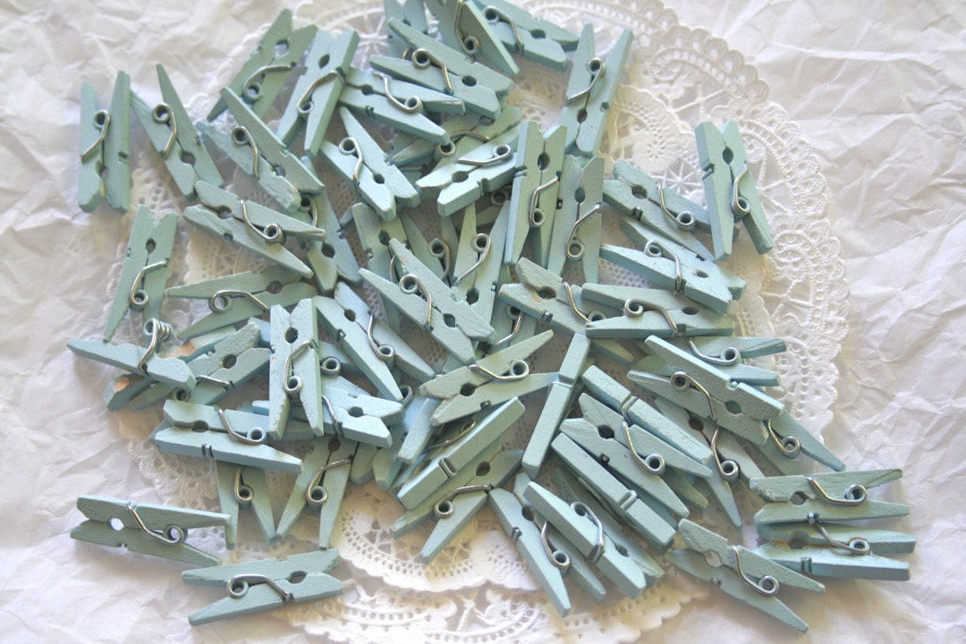 50 BABY BLUE Mini Clothespins, and 10 COLOR Choices - Etsy