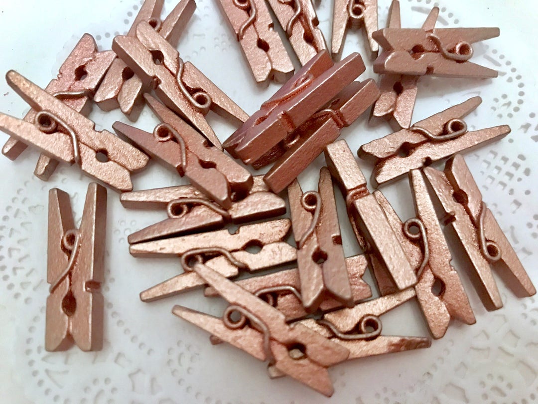 50 ROSE GOLD Mini Clothespins, and 10 COLOR Choices - Etsy