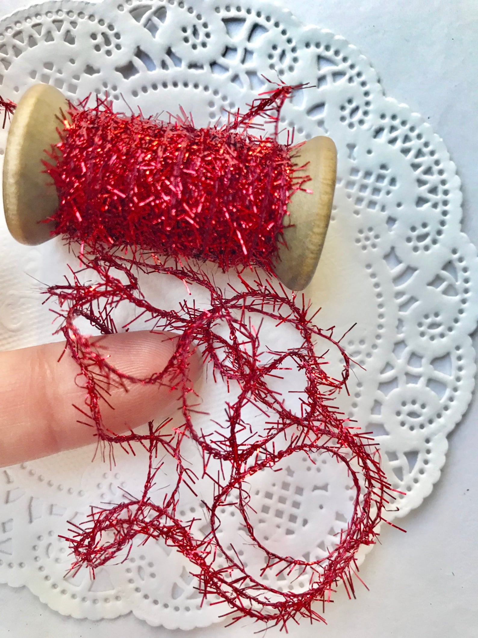 Tinsel Twine String Metallic GOLD SILVER WHITE Red | Etsy