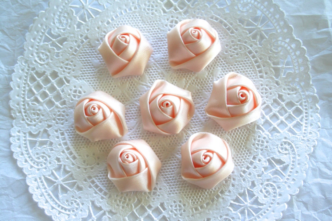 Satin Rose Rosettes, BLUSH, Rolled Roses - Etsy