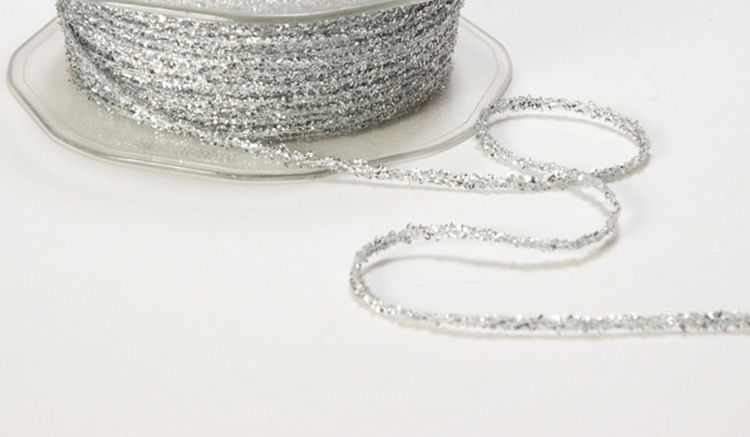 Glitter, TWINE, Tinsel Metallic String Ribbon, METALLIC SILVER - Etsy