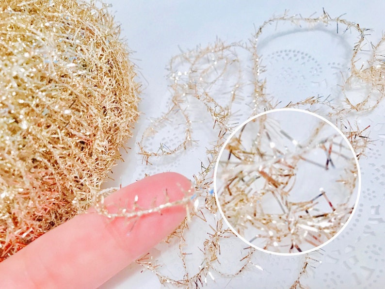 Tinsel Twine String Metallic GOLD SILVER WHITE Red | Etsy