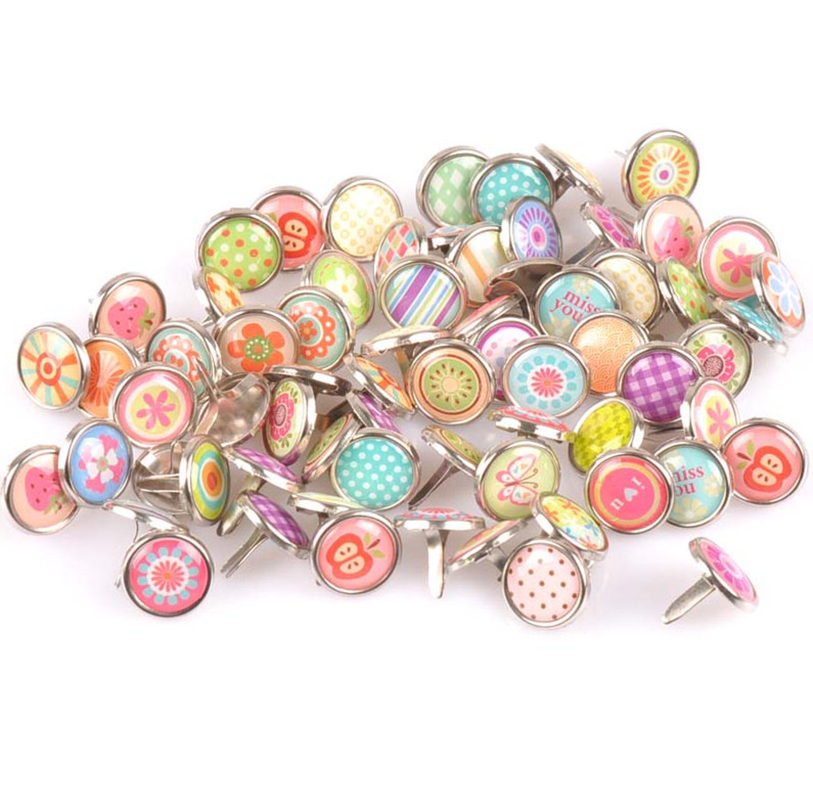 25 Brads, Scrapbooking, Mixed Patterns, Random Mix - Etsy