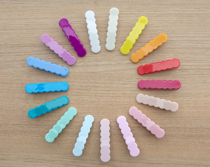 Build Your Own Matte Scallop Bar Clip Set/acrylic/acetate Pink Bar Hair ...