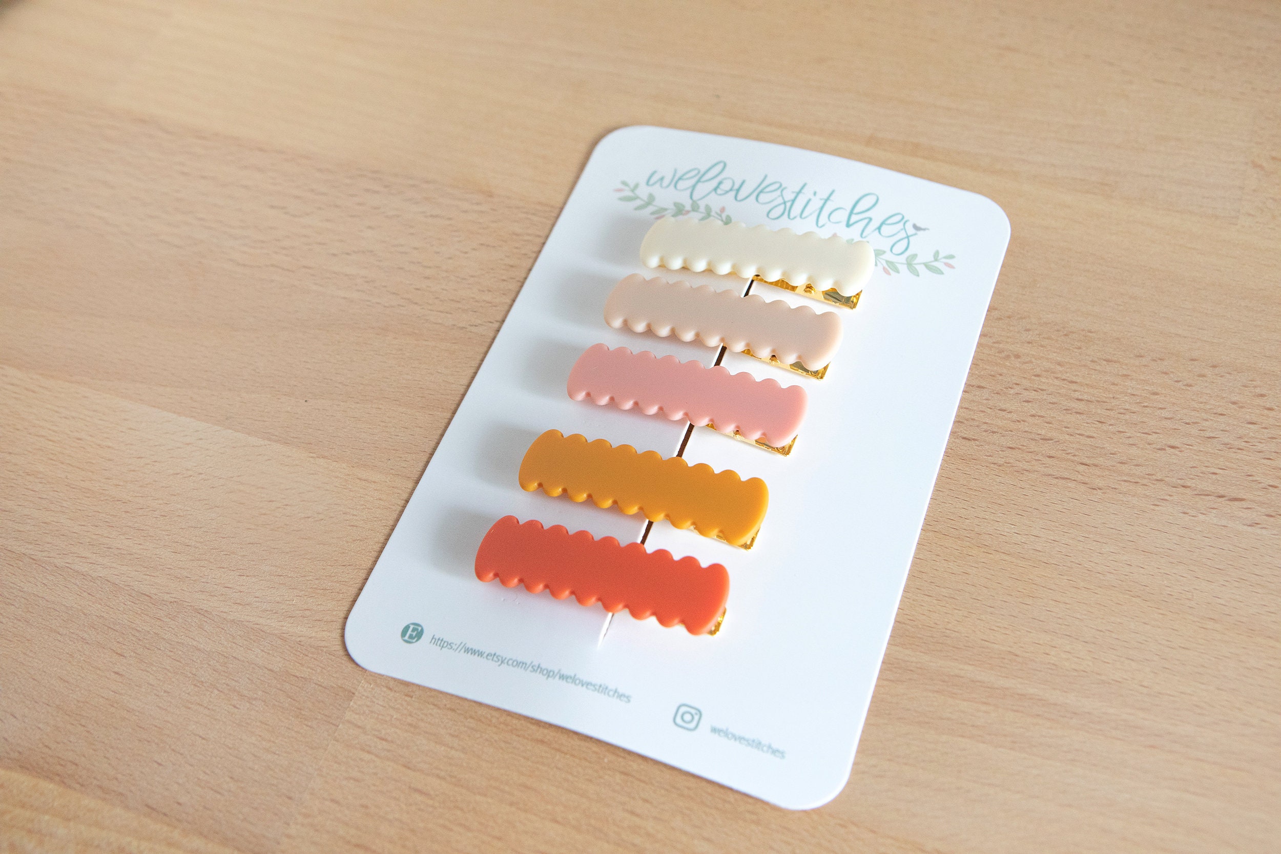 Build Your Own Matte Scallop Bar Clip Set/acrylic/acetate Pink Bar Hair ...