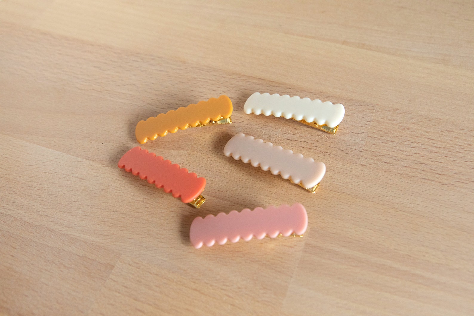 Build Your Own Matte Scallop Bar Clip Set/acrylic/acetate Pink Bar Hair ...