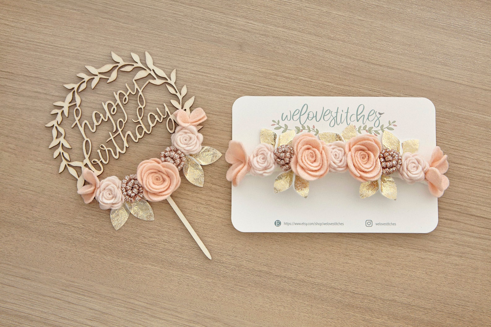 CAKE TOPPER Pink Floral Felt Cake Topper Flower Cake | Etsy