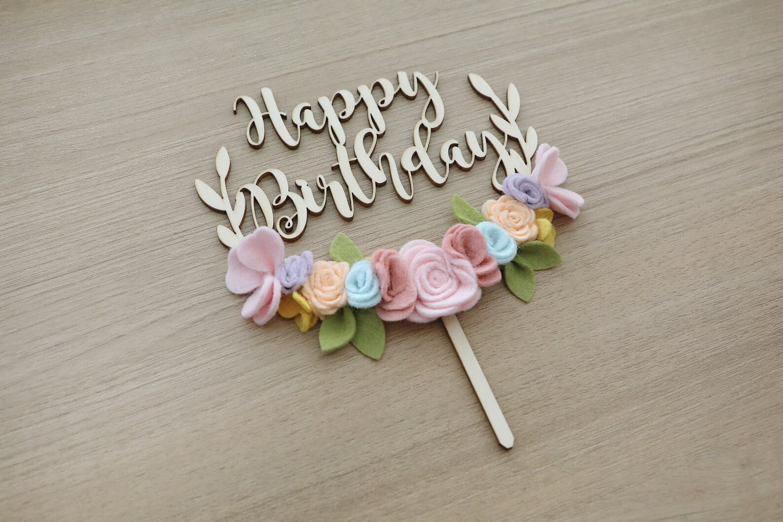 CAKE TOPPER Rainbow Floral Felt Cake Topper Flower Cake - Etsy