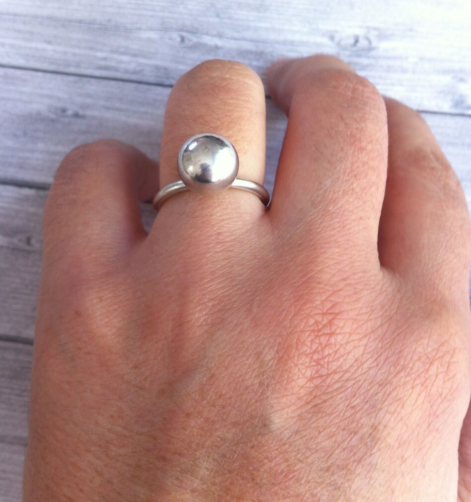 Ball silver ring - Statement ring - orb simple ring