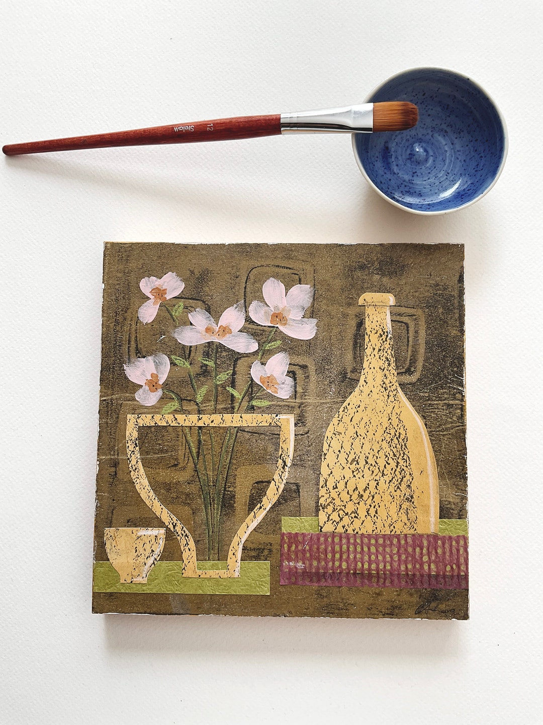 Original Still Life Mixed Media Art, Modern Collage Art, Modern Classic ...