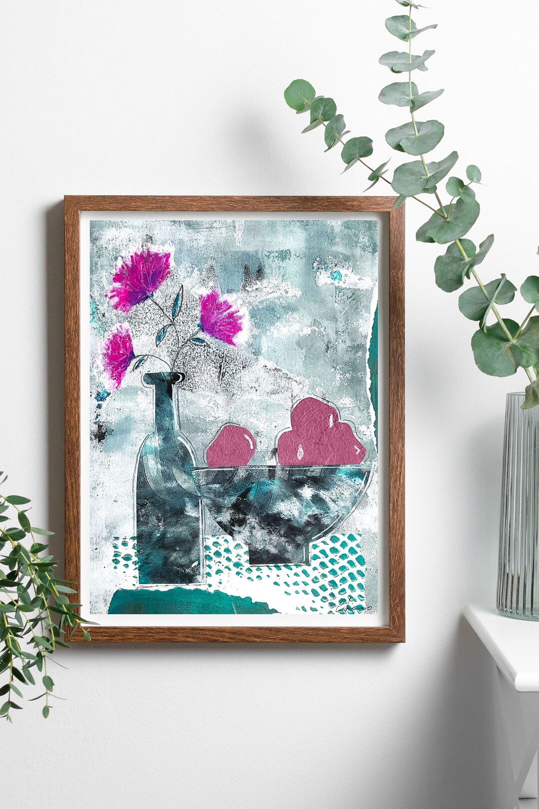 Still Life Mixed Media Art, Unique Original Modern Collage Art, Modern ...