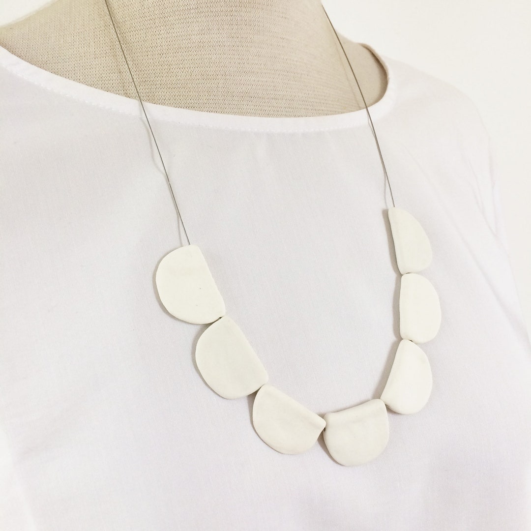 Statement Half Moon Ceramic Necklace Modern Porcelain - Etsy