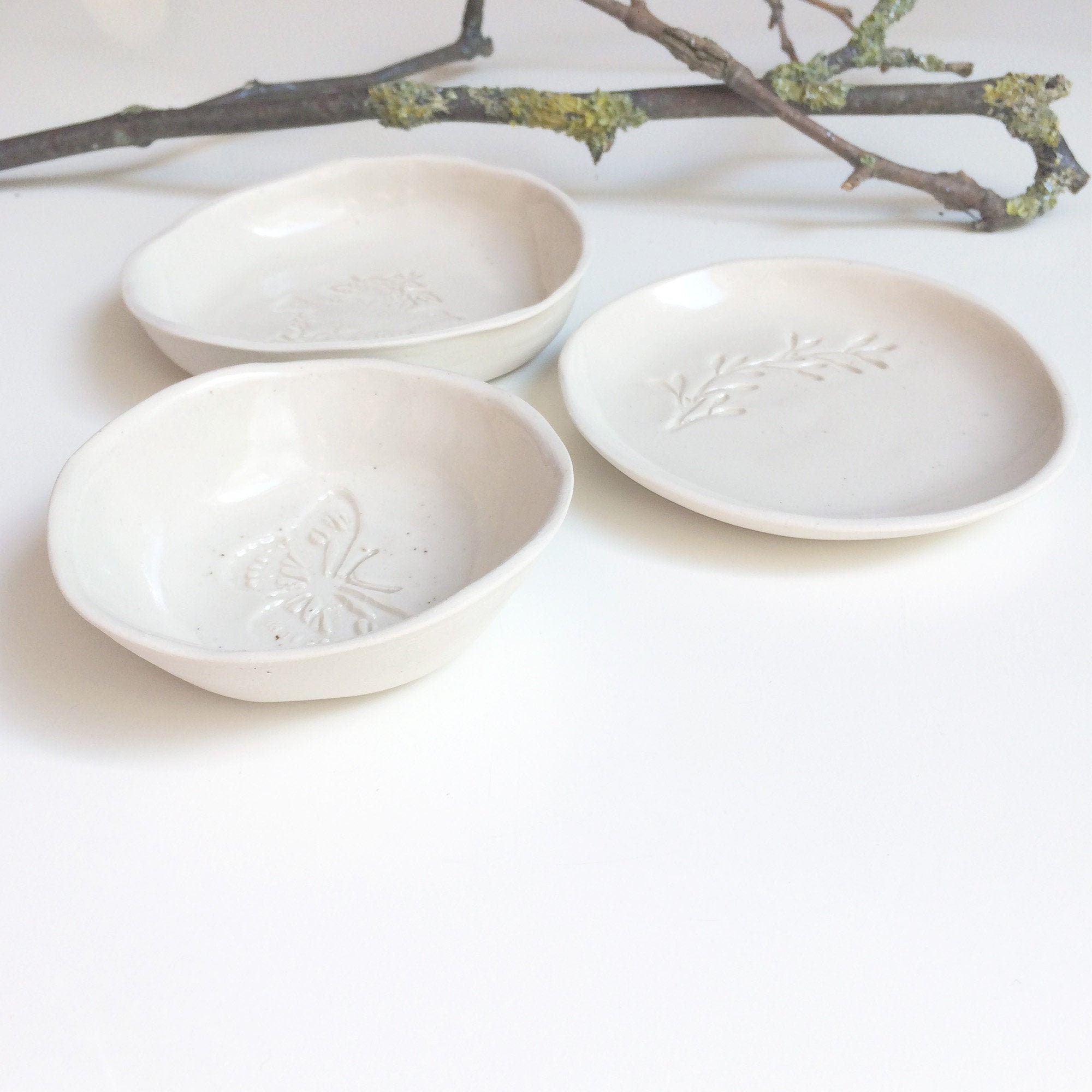 Modern jewelry dish set - small trinket dish - nature ring holder ...