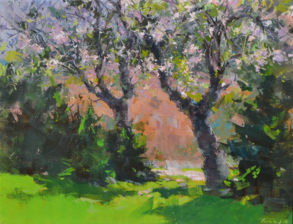 Original Artwork Landscape Art Tree Painting Spring Oil - Etsy