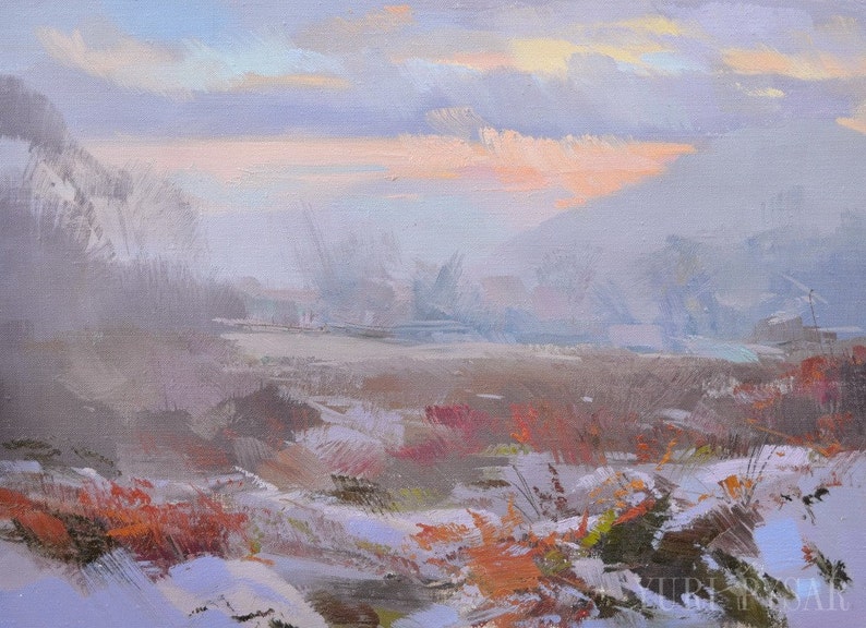 Winter Painting Abstract Landscape Oil Painting Blue Art Oil - Etsy Israel