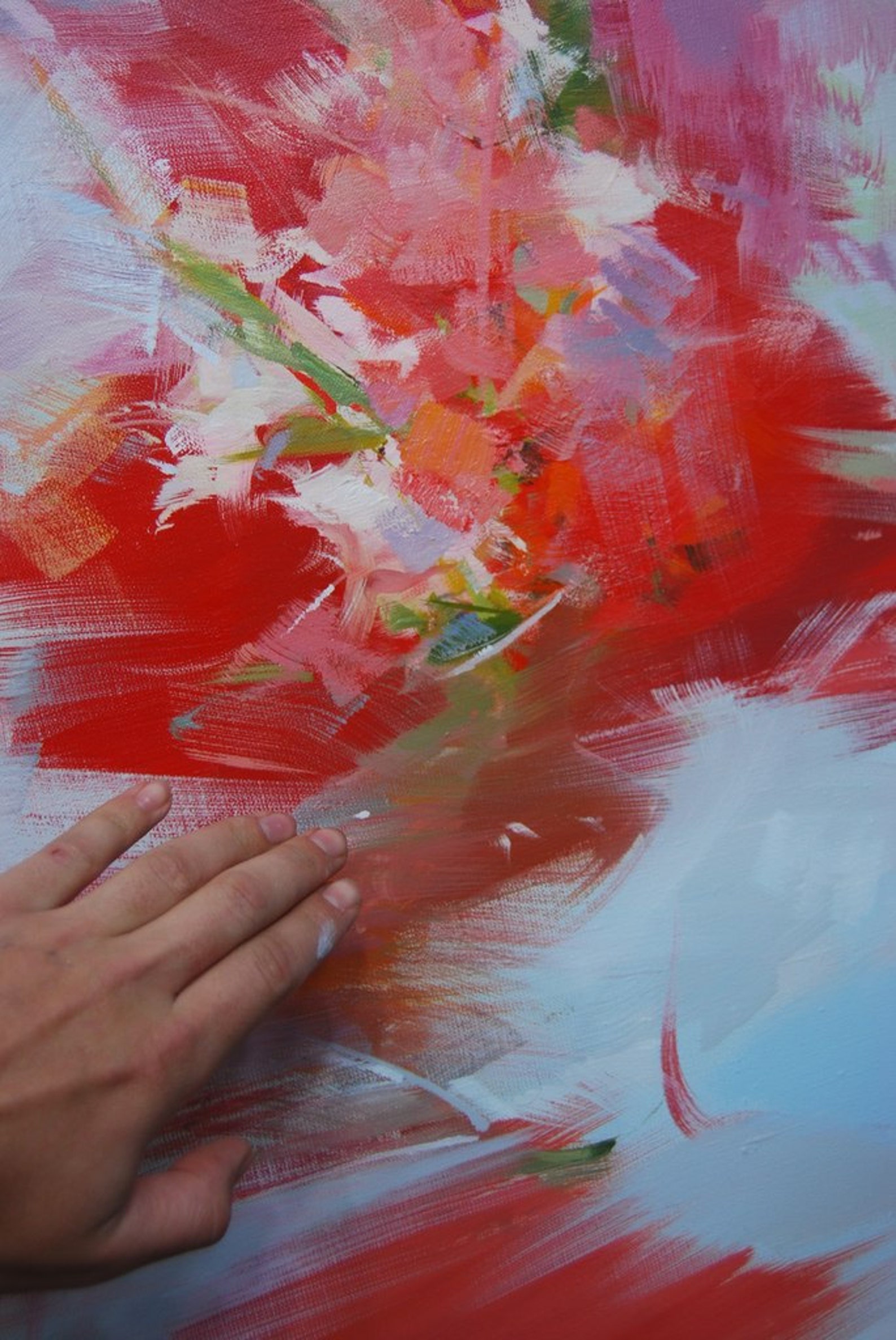 Abstract Painting White Red Canvas Art Flower Painting Oil - Etsy