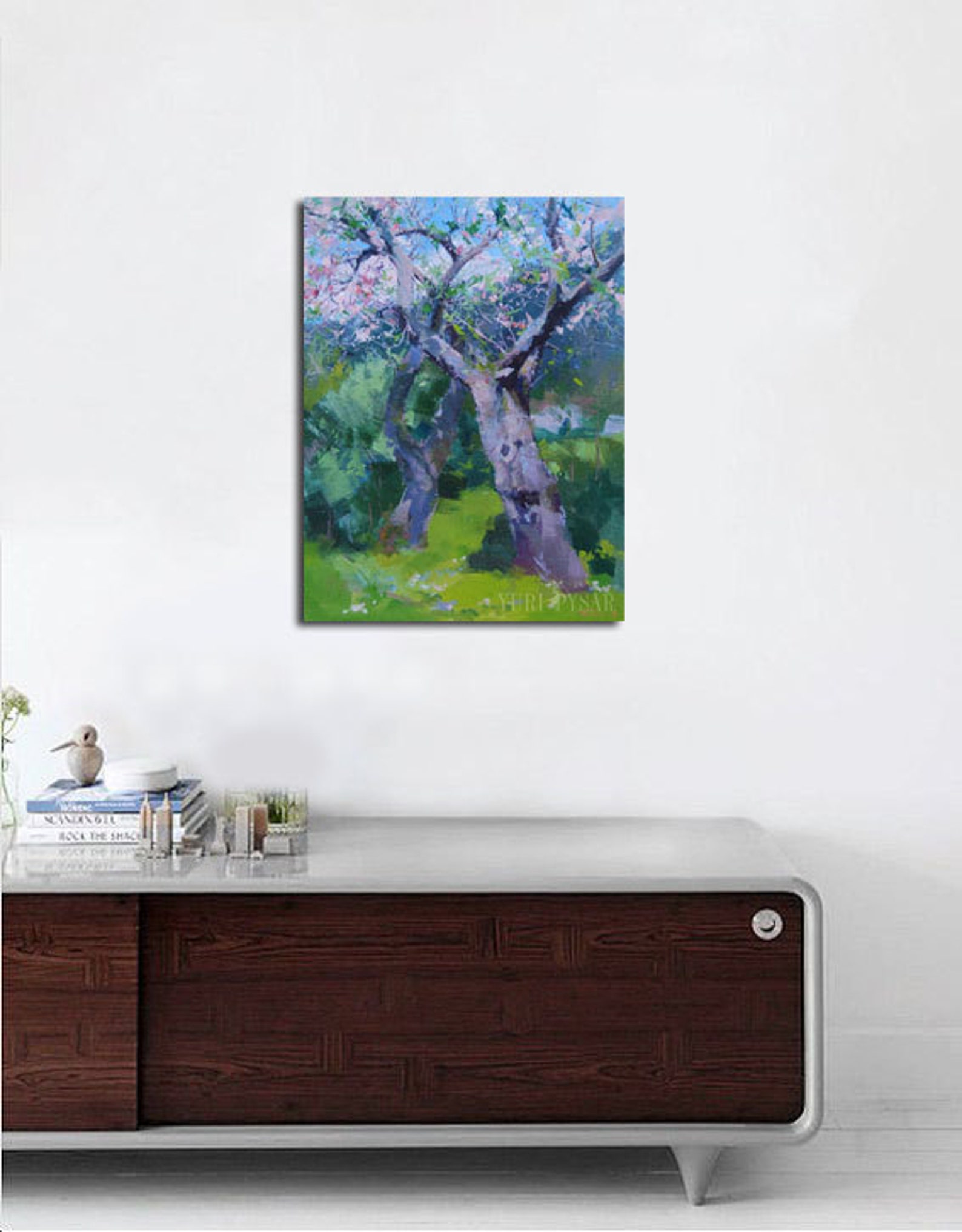 Impressionist painting Landscape oil painting of spring trees | Etsy