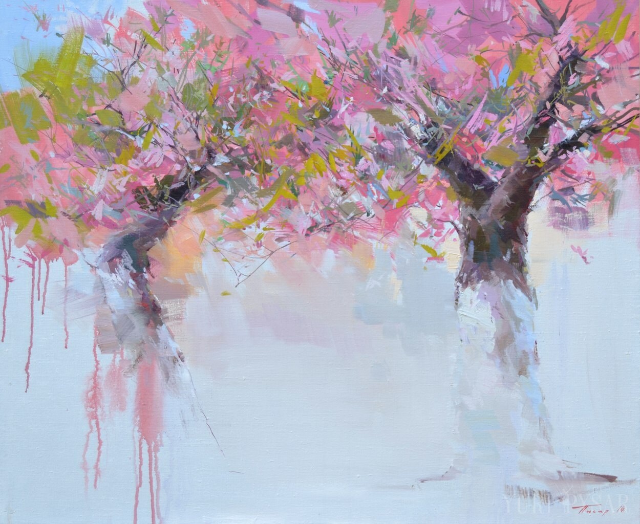 Landscape Oil Painting - Trees in Blossom Spring Painting - Beautiful ...