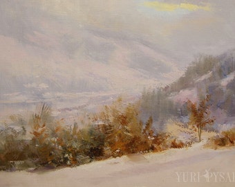 Winter Painting Abstract Landscape Oil Painting Blue Art Oil - Etsy Israel