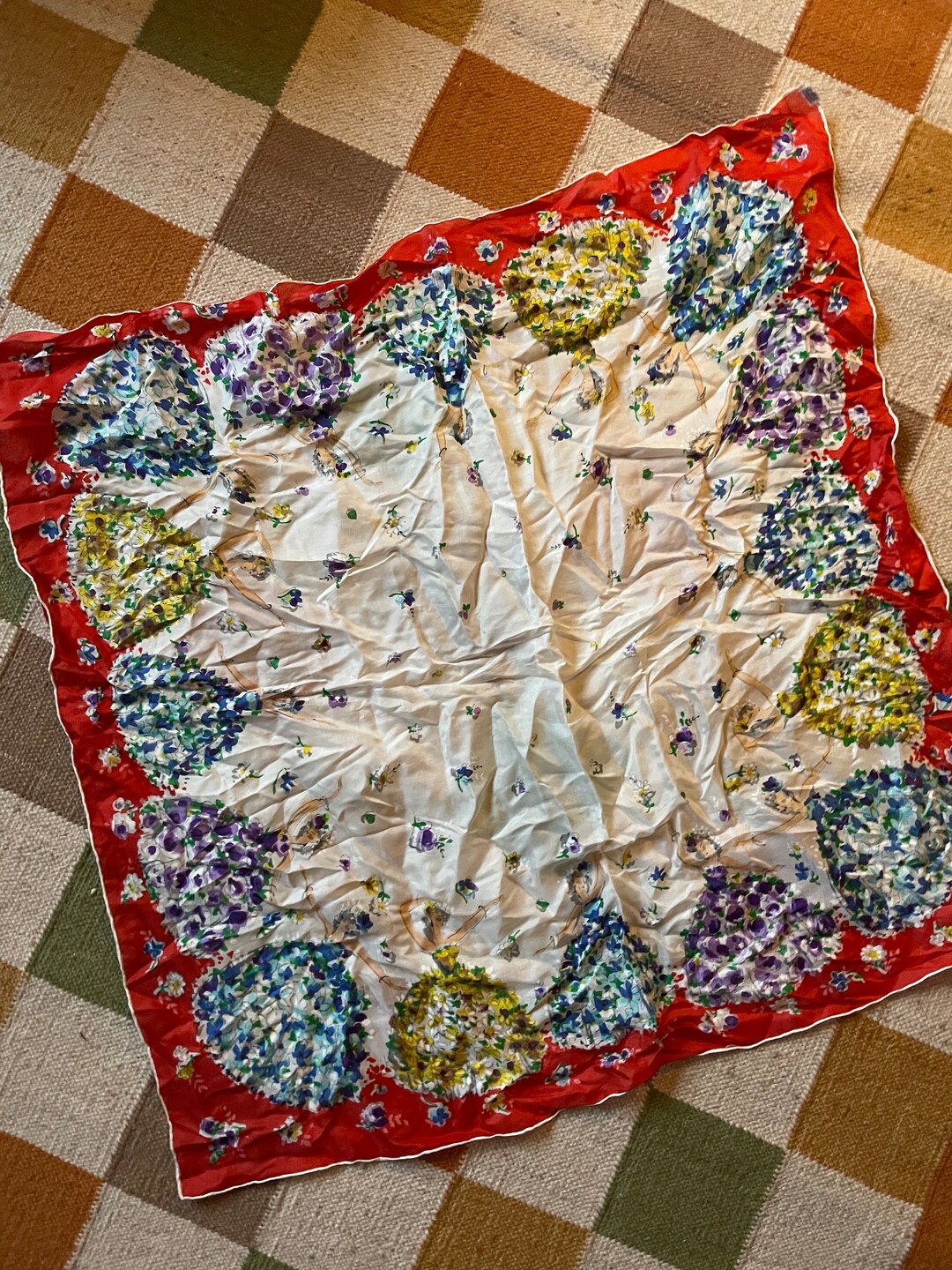 Vintage Japanese Silk Scarf / Big in Size / Japan / Flower Girls ...